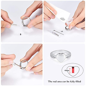 Yinplsmemory Heart Cremation Ring for Ashes for Women Men Keepsake Finger Ring Urns for Ashes for Loved One Stainless Steel Engravable Urn Jewelry for Dad Mom Size（5,6,7,8,9,10）