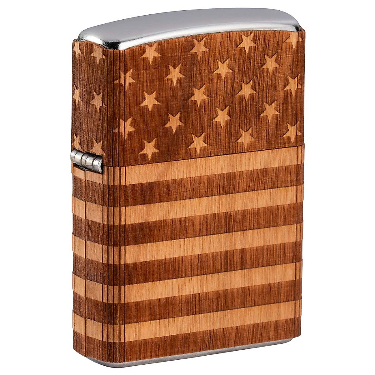 Zippo Woodchuck USA American Flag Wrap Pocket Lighter, Brown, One Size