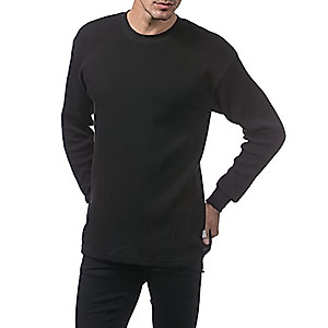 Pro Club Men's Heavyweight Cotton Long Sleeve Thermal Top, Large, Black