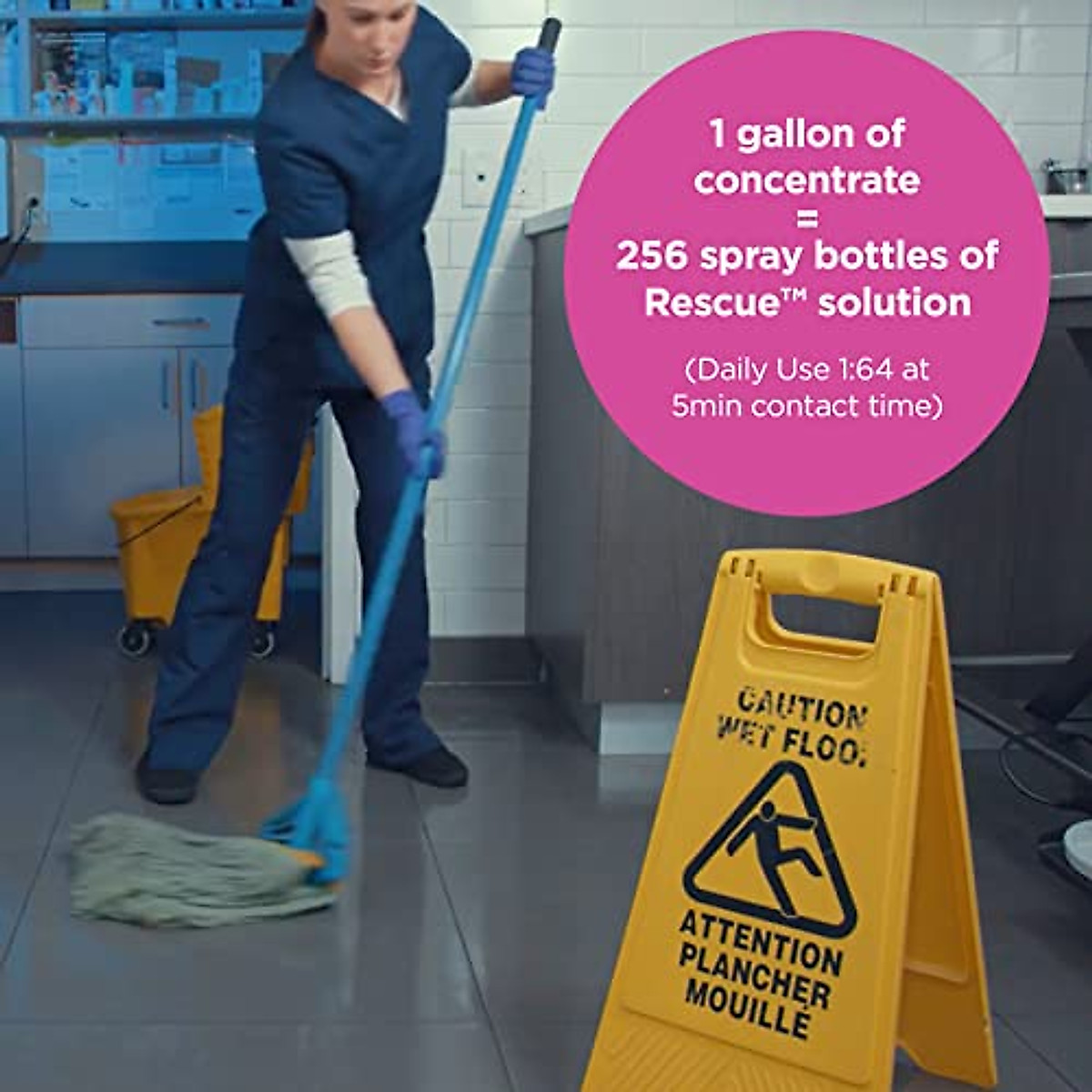 REScue One-Step Disinfectant Cleaner & Deodorizer, For Veterinary Use, Animal Shelters, Pet Foster Homes, Kennels, Litter Box, Concentrate, 1-Gallon