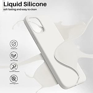 ORNARTO Compatible with iPhone 12 Case 6.1 and iPhone 12 Pro Case, Slim Liquid Silicone 3 Layers Full Covered Soft Gel Rubber Case Cover 6.1 inch-White