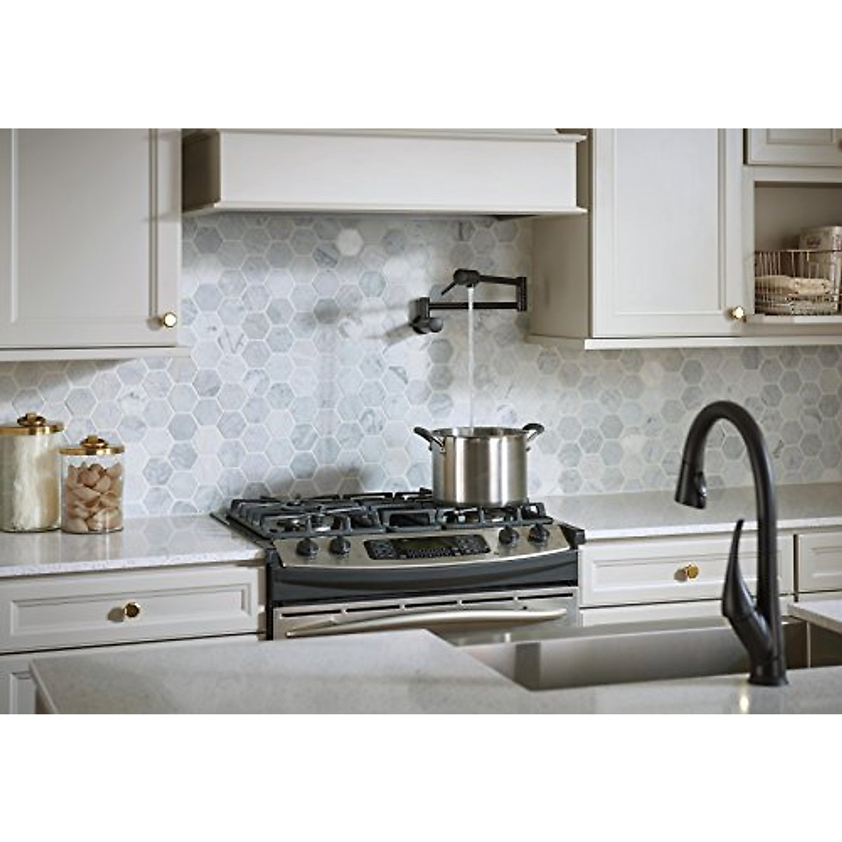 Delta Faucet Contemporary Matte Black Pot Filler Faucet Black, Pot Filler Black, Delta Pot Filler, Pot Filler Faucet Wall Mount, Potfiller, Brass Construction, Matte Black 1165LF-BL