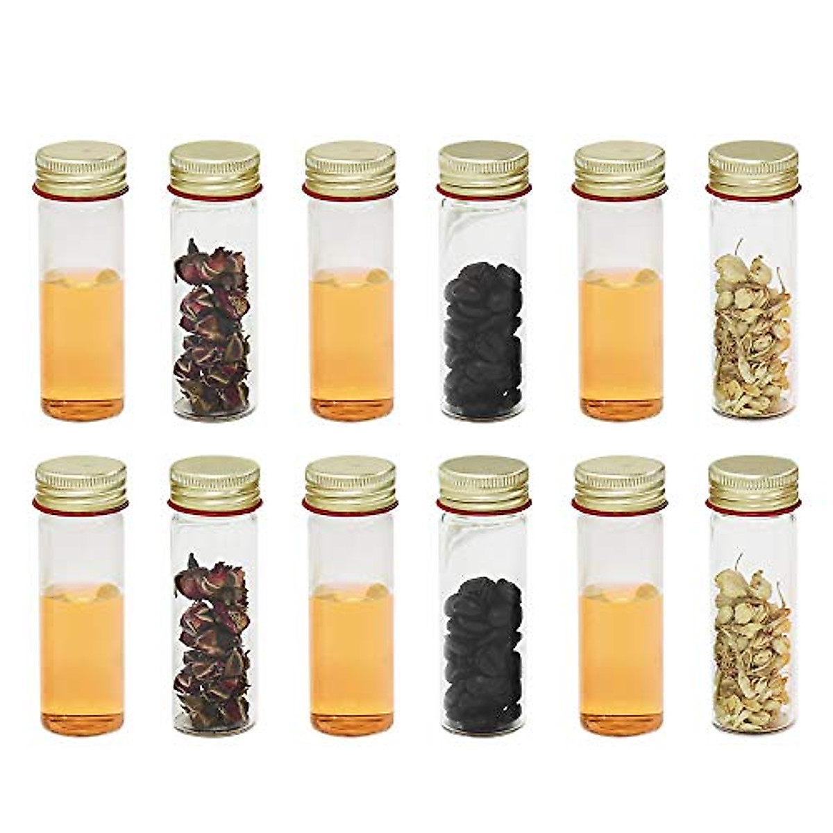ULAB Scientific Sample Tubes 25ml with Screw Caps, Small Spice Containers 1oz, Makarthy, 3.3 Borosilicate Glass Tubes, Caps in Aluminum Material, Pack of 12, UTT1005