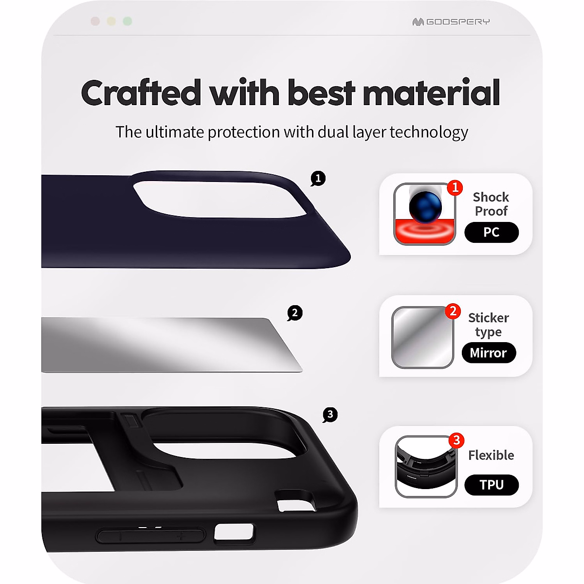 GOOSPERY Magnetic Door Bumper Compatible with iPhone 15 Pro Max Case, Card Holder Wallet Easy Magnet Auto Closing Protective Dual Layer Sturdy Phone Back Cover - Blue Navy