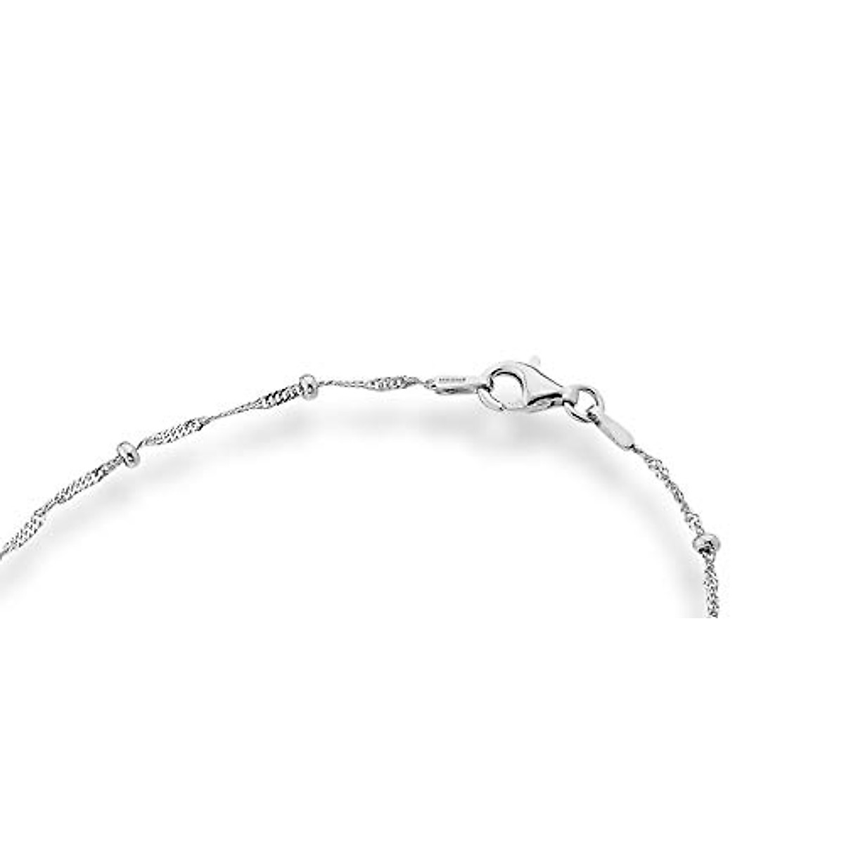 Miabella 925 Sterling Silver Italian Singapore Bead Chain Station Necklace for Women Teen, Made in Italy (20 Inch)