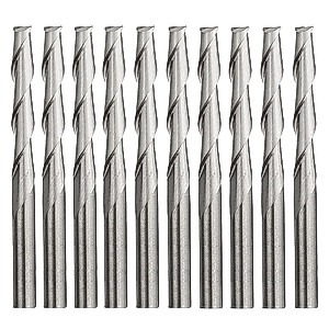 Yakamoz 10 Pack 1/8" Shank Spiral Upcut Bits CNC Flat End Mill Router Bit Set 2-Flute 7/8" Cutting Length Milling Cutter Tool for Wood PVC MDF Hardwood