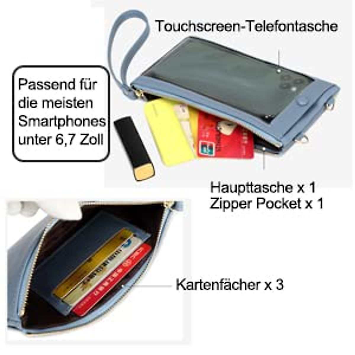 Aeeque Crossbody Cell Phone Purse Bag for Women, Black