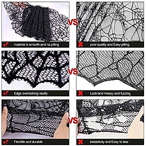 OurWarm 80 x 20 Inch Halloween Table Runner, Black Spider Web Tablecloth Polyester Lace Table Runner for Halloween Dinner Table Decorations