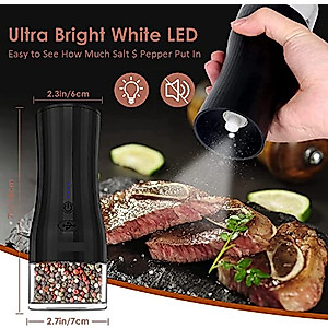 Electric Pepper And Salt Grinder,2pcs Packaged Rechargeable Grinder Set,Built-In Battery Large Storage And Grinding space,Auto Operation with Adjustable Coarseness Grinder(2in1).