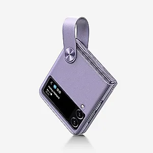 phone protective flip case Case Compatible with Samsung Galaxy Z Flip 4 5G,PU Leather + Hard PC with Wristlet Strap Durable Minimalist Ultra Thin Slim Cover Protective Phone Case for Samsung Galaxy Z