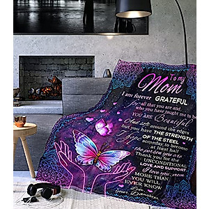 CINHOLL Gifts for Mom Blanket from Daughters or Son Best Mom Ever Warm Gifts Happy Birthday Love Your Mom Ideas Best Sentimental Thick Fleece Sofa Blankets