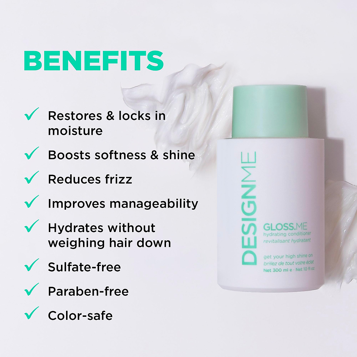 GLOSS.ME Hydrating & Shine System by DESIGNME | Natural, Sulfate Free Shampoo, Hair Conditioner for Dry Hair, Hair Serum, & Hair Mask | With Moisturizing Hemp & Argan Oil for Strong, Soft & Shiny Hair