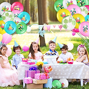 50 Pcs Hawaiian Party Balloon Decorations, Aloha Tropical Luau Party Latex Balloons for Hawaiian Luau Party Summer Beach Birthday Tiki Bar Party Wedding Supplies (Happy Summer)