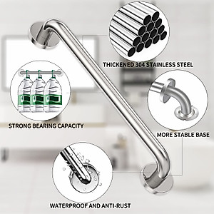 2 Pack Grab Bars for Bathroom, 16 Inch Brushed Nickel 304 Stainless Steel Shower Grab Bar, Safety Assist Handicap Grab Bar, 500lbs Support Grab Bar for Bathtubs and Showers for Christmas Gifts