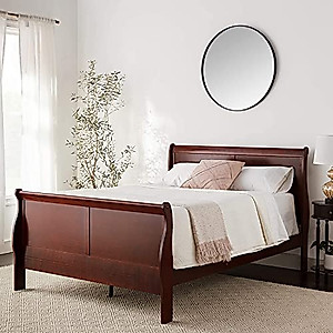 BOWERY HILL Traditional Style Queen Sleigh Bed in Cherry | KD Headboard, Footboard