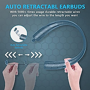 Xmenha Neckband Bluetooth Headphones/Speaker 2 in 1, Around The Neck Bluetooth Headphones Wireless Earbuds with Microphone 15H Playtime, Waterproof Running Workout Sports Earphones for Android iPhone