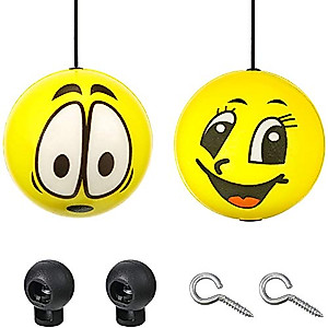 Frienda 2 Sets Double Garage Parking Aids, Includes 2 Pieces Parking Assist Balls Garage Ball Stopper, 2 Pieces Plastic Cord Locks and 2 Pieces Screw Hooks Garage Parking Indicators for Car Parking
