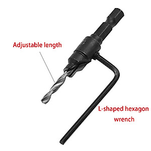 DAYREE 5PCS Countersink Drill Bit Set Wood Drill Bit Set Woodworking Tools #5, 6, 8, 10, 12