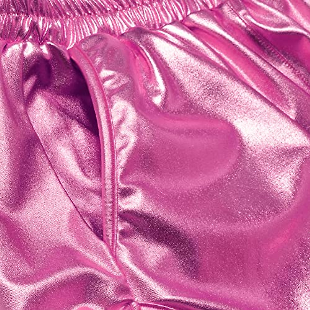 Girls Hot Pink Pants Metallic Shorts Rave Dance Shorts Shiny Metallic Shorts 6 7