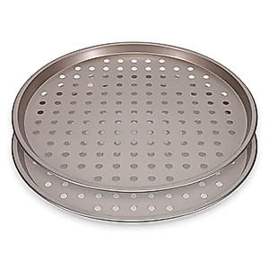 Ultra Cuisine Perforated Pizza Pan with Holes Nonstick Pizza Pan for Oven - Round Pizza Pans - Large Pizza Pan with Holes - Pizza Baking Pan Pizza Pan for Oven - Carbon Pizza Metal Pan 13in (2-pk)
