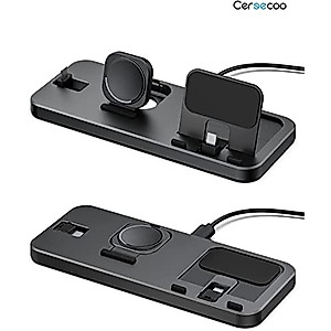 CEREECOO Portable Charging Station for Apple Products Foldable Charger Stand for iWatch 7/6/SE/5/4/3/2/1 Charging Stand for iPhone AirPods Pro/3/2/1 Charging Dock Holder (Black)…