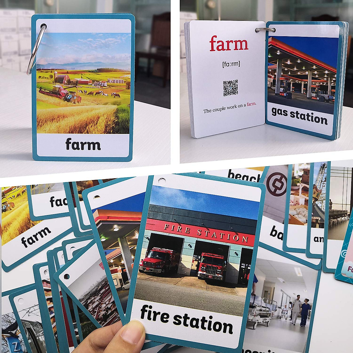 30PCS/Set Places&Building Kids Gifts English Flash Cards Pocket Card Educational Learning Baby Toys for Children Pre-Kindergarten