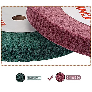 uxcell 150mm x 25mm 320 Grit Non-Woven Polishing Burnishing Wheel Nylon Wire Drawing Abrasive Flap Wheel for Stainless Steel Copper Red