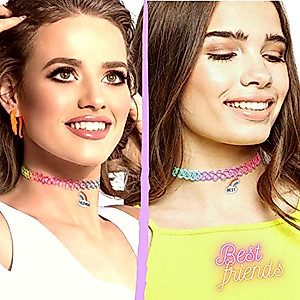 BodyJ4You 2PC Tattoo Choker Necklace Set - 90s Accessories Women Teen Girls Kids - Rainbow Best Friends Clouds Pendants - Back To School Style Gift Idea