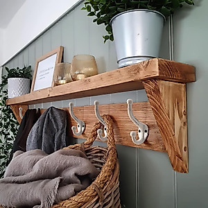 rumdraw Vintage Wall Mount Iron Hooks (Distressed White, Set of 5) for Coats ，Towels，Bags， Hats