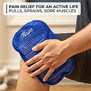 Thrive Reusable Ice Packs for Injuries - Pack of 2 - Large Gel Ice Packs for Knee, Shoulder, Ankle, Wrist, Neck & Back Pain Relief - FSA HSA Eligible (Dark Blue)