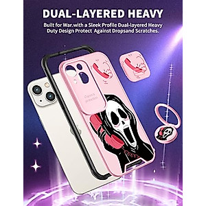 Goocrux for iPhone 13 Case Skull Skeleton for Women Girls Cute Girly Phone Cover Cool Funny Gothic Design with Slide Camera Cover+Ring Holder Teen Cases for iPhone13 6.1''