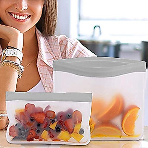 YECELINST 12 Pack Reusable Food Storage Bags, Dishwasher Safe Reusable Ziplock Bags (5 Sandwich Bags,5 Snack Bags,2 Gallon Bags),BPA Free Freezer Safe Leakproof Silicone Lunch Bag for Meat Fruit