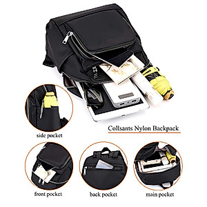 Collsants Women Backpack Purse Small Nylon Daypack for Girls Casual Lightweiht Travel Backpack School Bag (black)