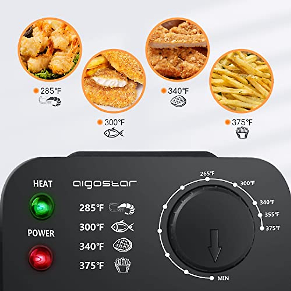 Aigostar Deep Fryer with Basket, 3L/3.2Qt Stainless Steel Electric Deep Fat Fryer with Temperature Limiter for Frying Chicken, Tempura, French Fries, Fish and Onion Rings,1650W, Silver