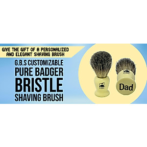 Customizable GBS Pure Badger Bristle Shaving Brush 21 MM Knot 100 mm (4" Tall) Ivory Handle! Personalized
