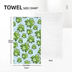 WorldGES Green Frog Bathroom Hand Towels Modern Kitchen Towel Microfiber Soft Face Towels Super Absorbent Washcloths Home Hotel Swim Spa Gym Fingertip Towels 27.5 x 16 in