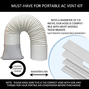 LEZIFU Portable Air Conditioner Window Kit with Hose, Adjustable Window Seal with 5.9 Inch Diameter 59" Length Hose for Vertical/Horizontal Window Kit