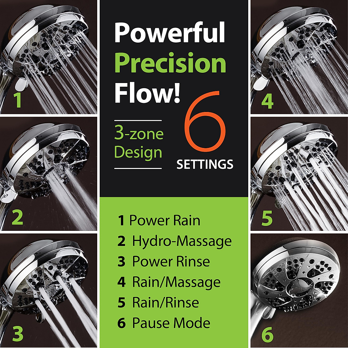 AquaDance High Pressure 6-Setting 3.5" Chrome Face Handheld Shower with Hose for the Ultimate Shower Experience! Officially Independently Tested to Meet Strict US Quality & Performance Standards!