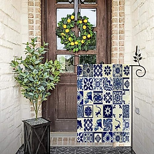 Double-sided garden flag Mexican Talavera Ceramic Tile Pattern Ethnic Folk Outdoor Flag Garden Flag Yard Outdoor Decoration （12×18in）.