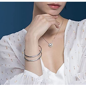 Sterling Silver Bangle Bracelets for Women,Fashion Jewelry Simple Adjustable 925 Silver Cuff Bangles for Women Mom Wife Valentine Mothers Day Gift