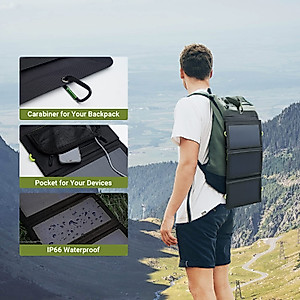 ALLPOWERS SP002 21W Solar Charger with 10000mAh Power Bank and 3 Fast Charging USB-A/USB-C Ports, IP66 Waterproof Portable Solar Panel for Camping Hiking Compatible with iPhone iPad Samsung Earbuds