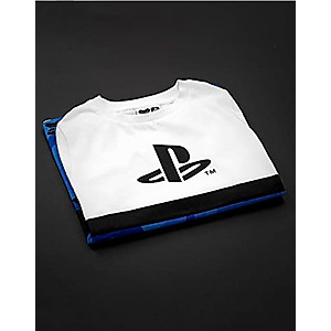 PlayStation Kids T-Shirt Camo Boys Blue White Logo Game Short Sleeve Top 7-8 Years