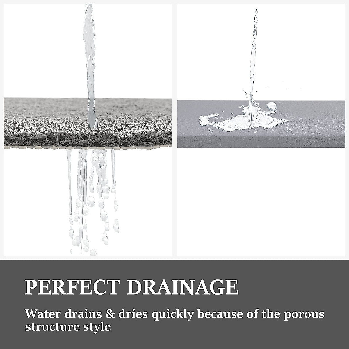 LuxStep Shower Mat Bathtub Mat,24x16 inch, Non-Slip Bath Mat with Drain, Quick Drying PVC Loofah Bathmat for Tub,Shower,Bathroom (Phthalate Free,Grey)