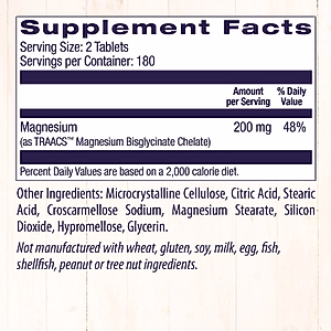 Healthy Origins Magnesium Bisglycinate Chelate (TRAACS) - Chelated Magnesium for Brain & Heart Health - Albion Magnesium Supplement - Unbuffered Supplements - 360 Tablets