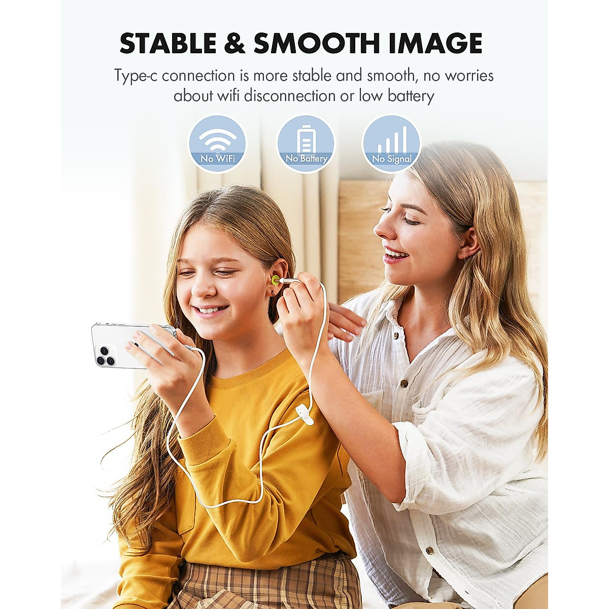 Anykit Digital Otoscope with Gyroscope, HD Ultra Clear View Ear Camera with Ear Wax Removal Tools, Video Ear Scope Otoscope with Light, Compatible with Android, iPhone 15 (Silver)