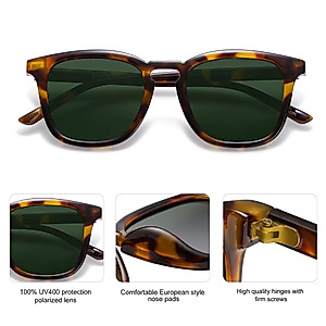 SOJOS Polarized Sunglasses for Women Men Classic Vintage Style Shades SJ2155 with Tortoise Frame/Green Lens