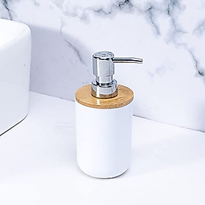 6PCS Bathroom Accessories Set - with Toothbrush Holder, Toothbrush Cup, Soap Dispenser, Soap Dish, Toilet Brush Holder, Trash Can Practical Toilet Kit for Home Washing Room (White)