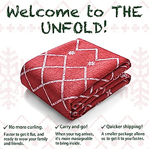 jinchan Red Area Rug 3x5 Christmas Rug Kitchen Rug Entryway Snowflake Modern Rug Foldable Thin Rug Moroccan Rug Diamond Floor Cover Geometric Accent Rug Indoor Mat Bathroom Carpet Living Room Bedroom