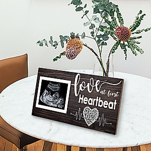 Yudarte New Mom Gifts - Pregnancy Announcements Baby Ultrasound Picture Frame - Love at First Heartbeat Sonogram Photo Frame 4x3 Inches - Baby Nursery Decor for First Time Parents