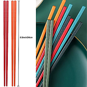 5 Pairs Fiberglass Chopsticks, Slivek Reusable Premium Japanese Chinese Korean Chopsticks Dishwasher Safe, Non-slip, Lightweight, 9.5 inches
